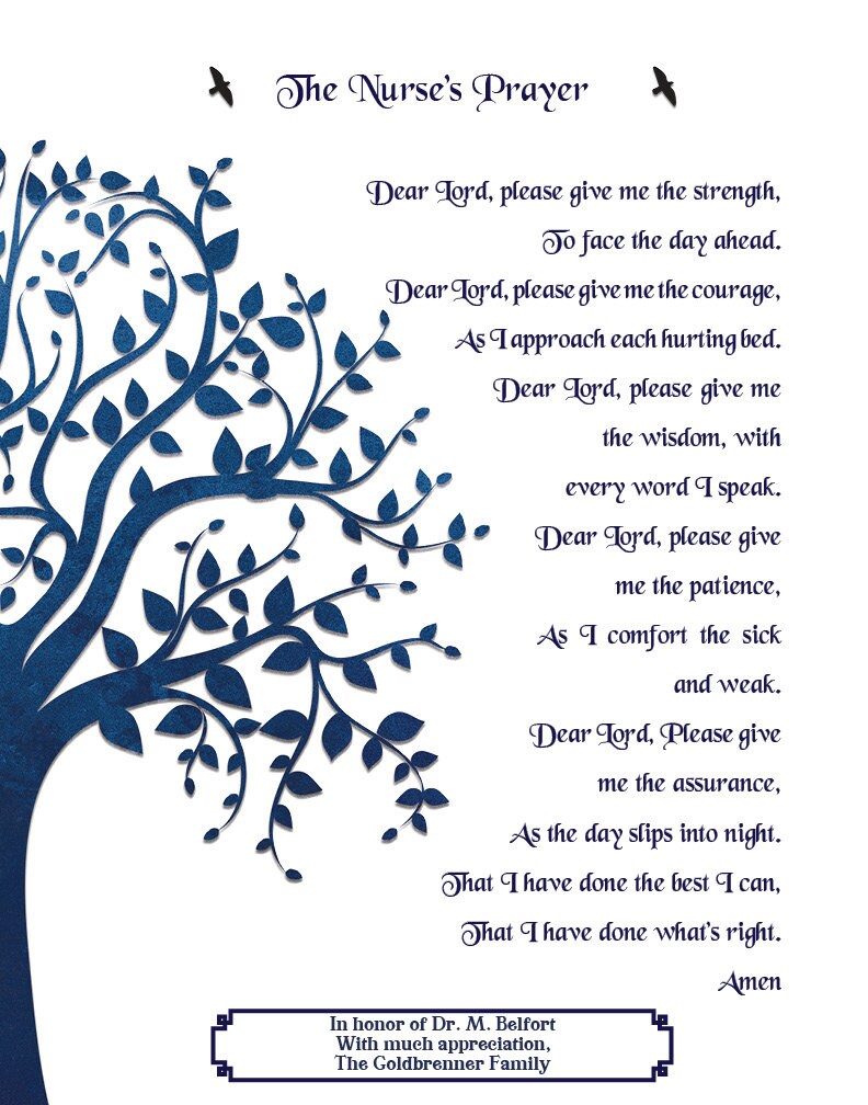 Nurses Prayer Gift Wood Plaque English Text Tree of Life Design 11" X ...