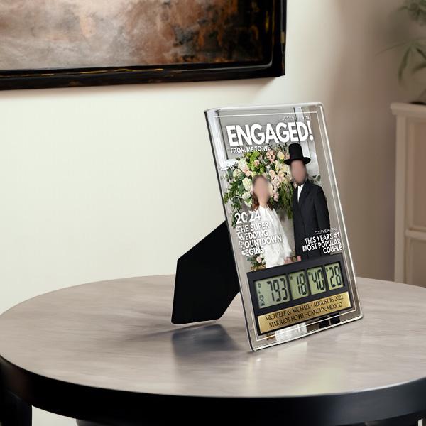 Wedding Countdown Clock - Engagement Gift - Tabletop Groom Bride ...