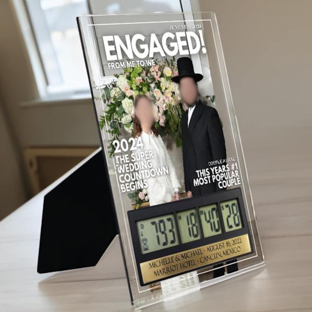 Wedding Countdown Clock - Engagement Gift - Tabletop Groom Bride ...