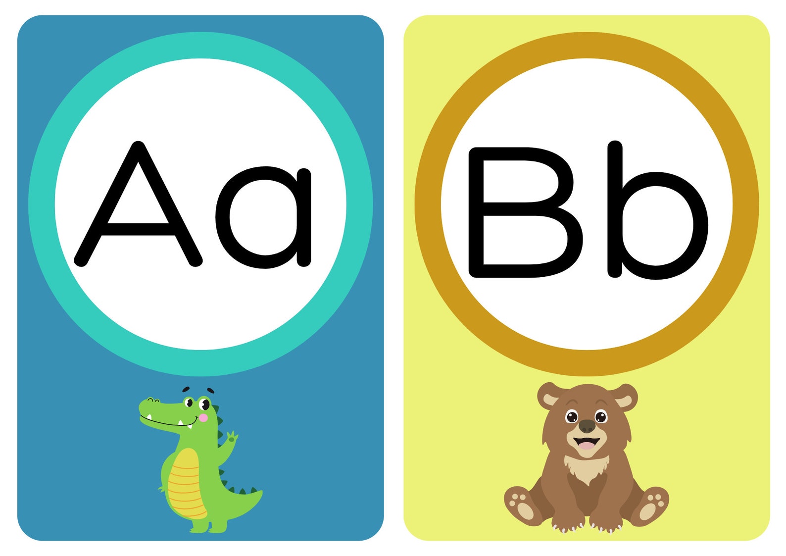 Animal Alphabet Flash Cards Preschool Learning Cards | Animal Alphabet ...