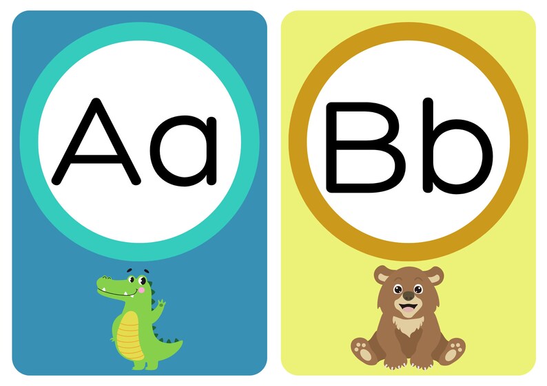 Animal Alphabet Flash Cards Preschool Learning Cards | Animal Alphabet ...