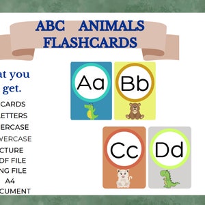 Animal Alphabet Flash Cards Preschool Learning Cards | Animal Alphabet ...