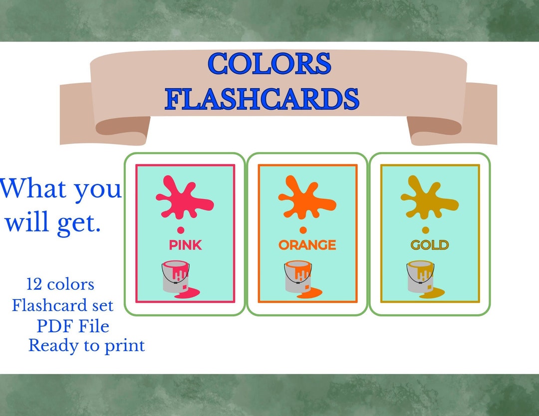 COLORS FLASHCARDS Preschool Material Color Recognition Flashcards - Etsy