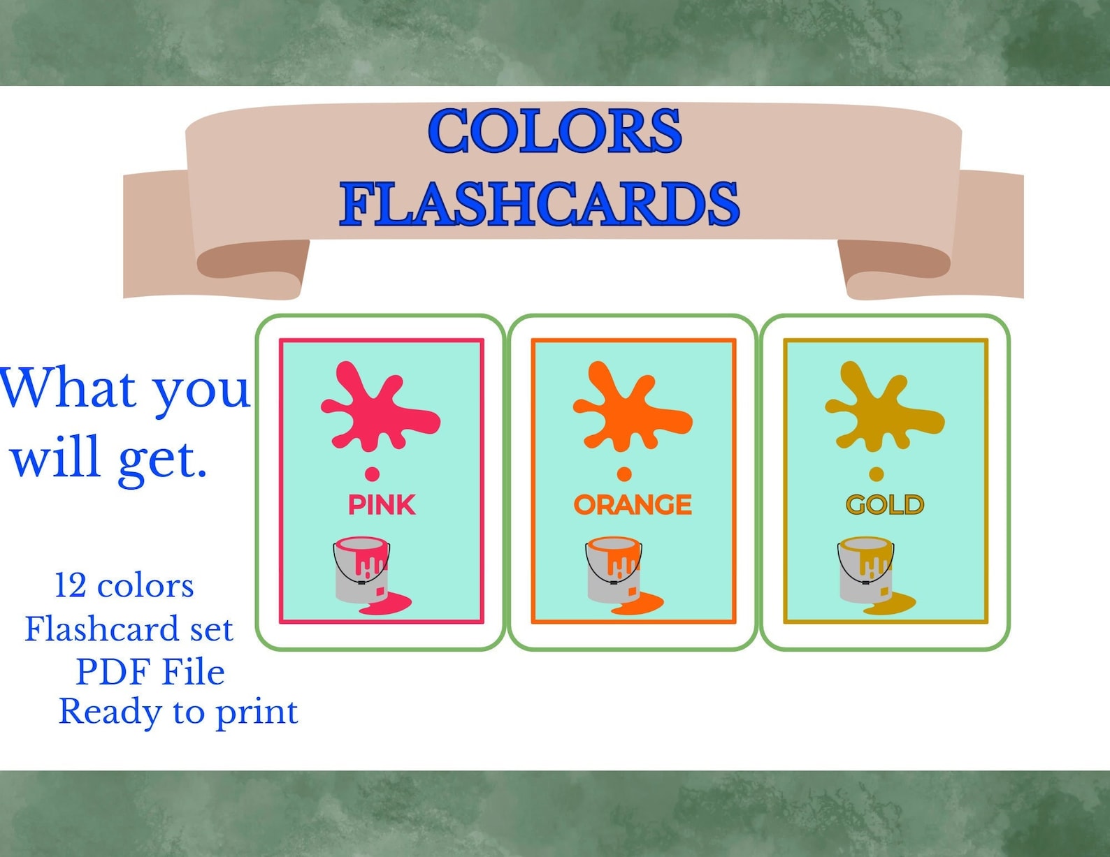 COLORS FLASHCARDS Preschool Material Color Recognition Flashcards - Etsy