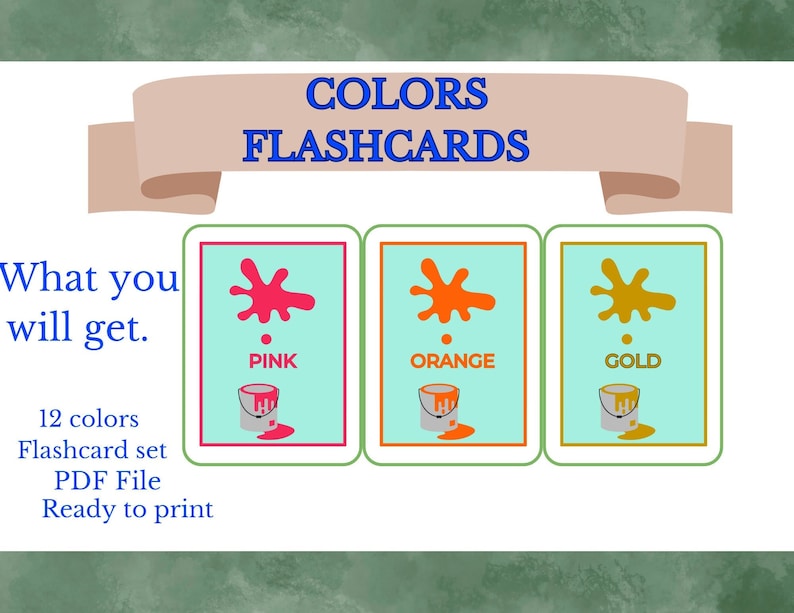 COLORS FLASHCARDS Preschool Material Color Recognition Flashcards - Etsy