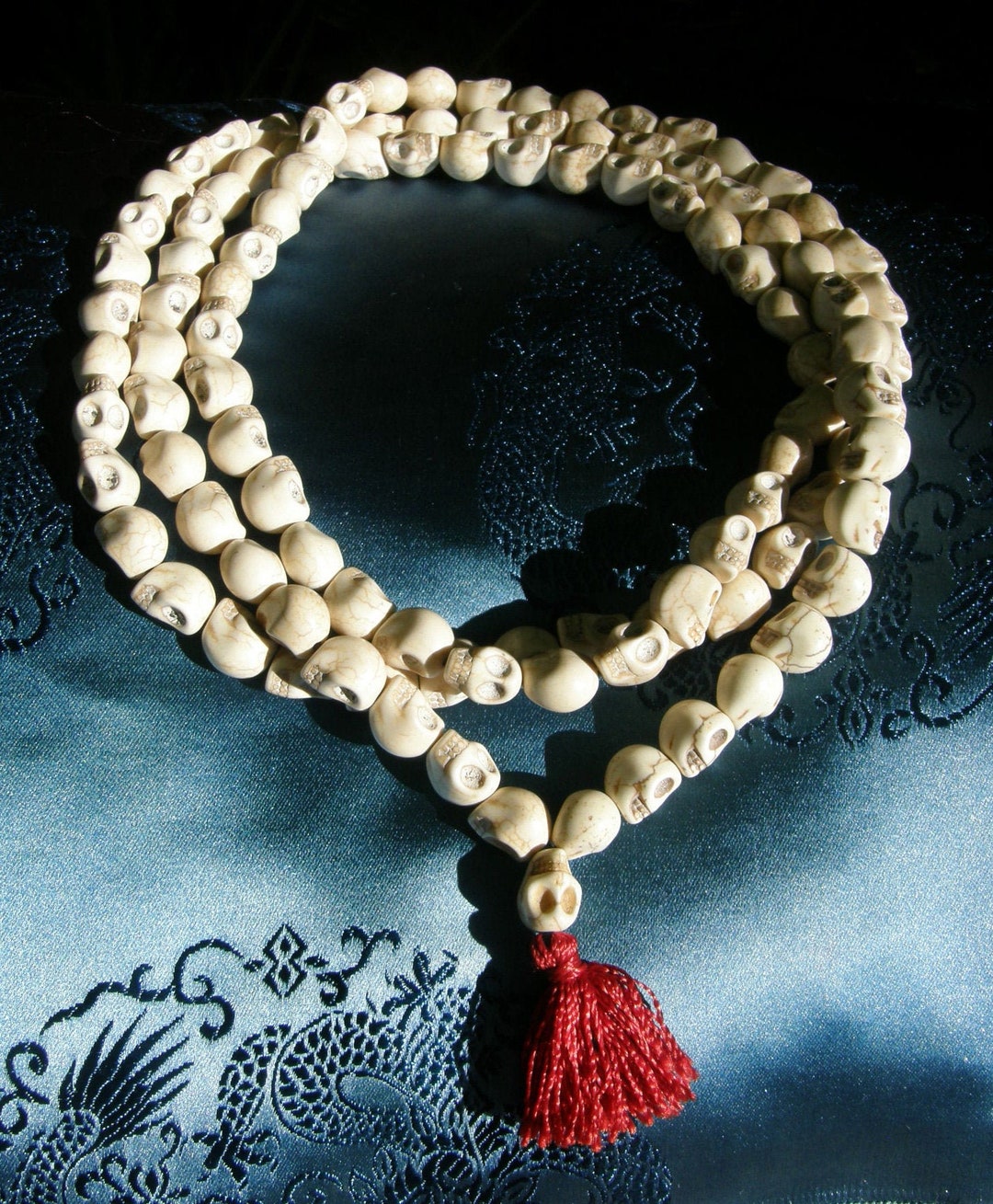 Huge White Skull MALA Prayer Beads, Rosary From Yak Bone NEPAL 102cm ...