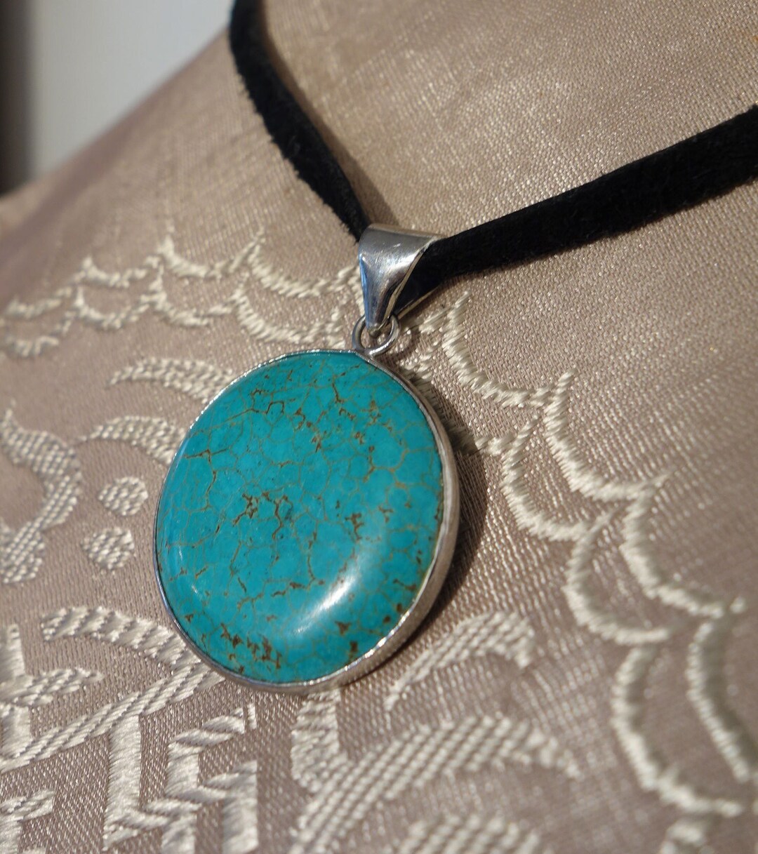 Large Amulet From Nepal With Real Turquoise Set in 925 Silver - Etsy