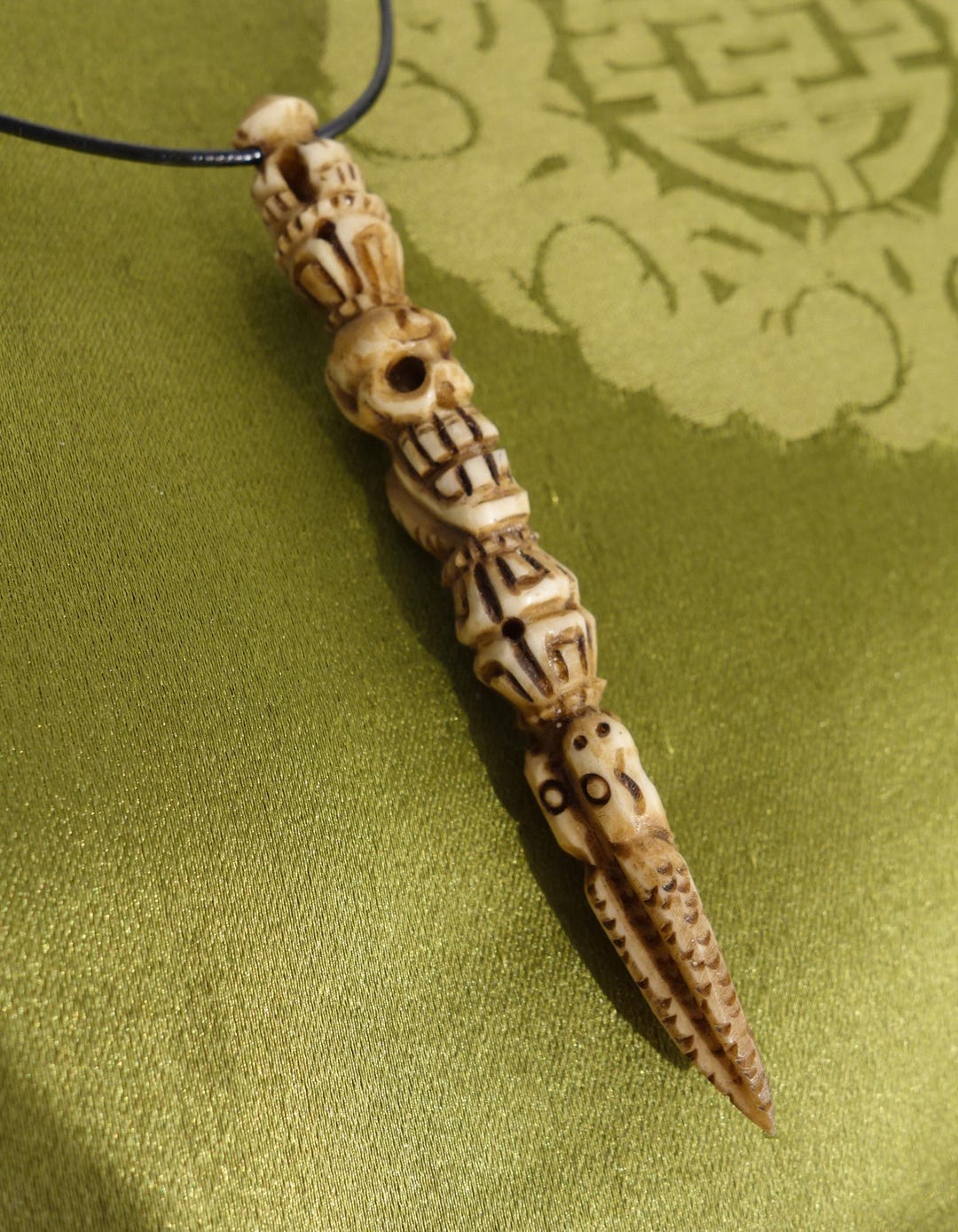 Phurba Pendant Handcarved From Yak Bone From NEPAL With Leather String ...