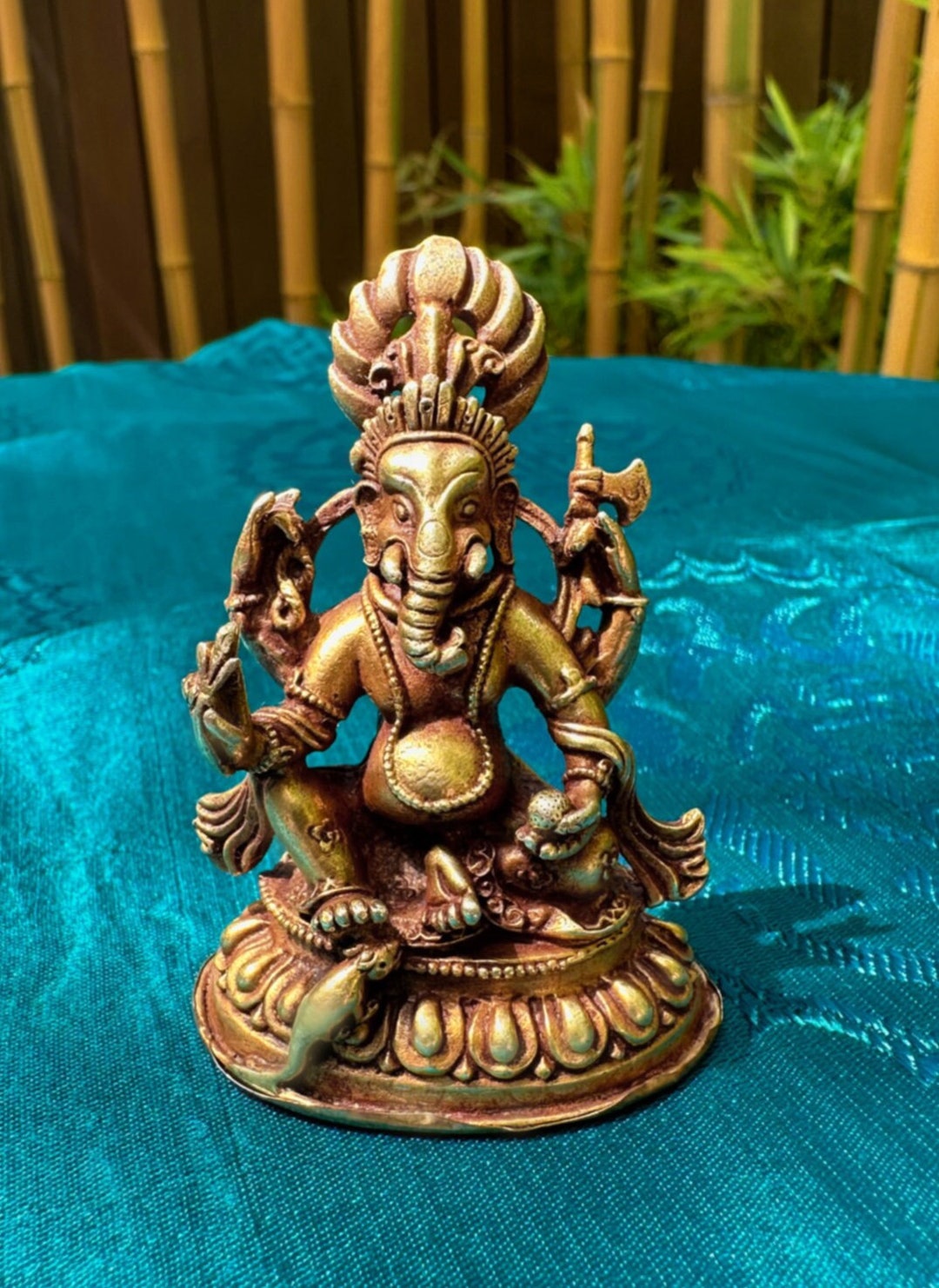 Gorgeous Small Miniature Ganesha Statue Fire Gold Plated - Etsy