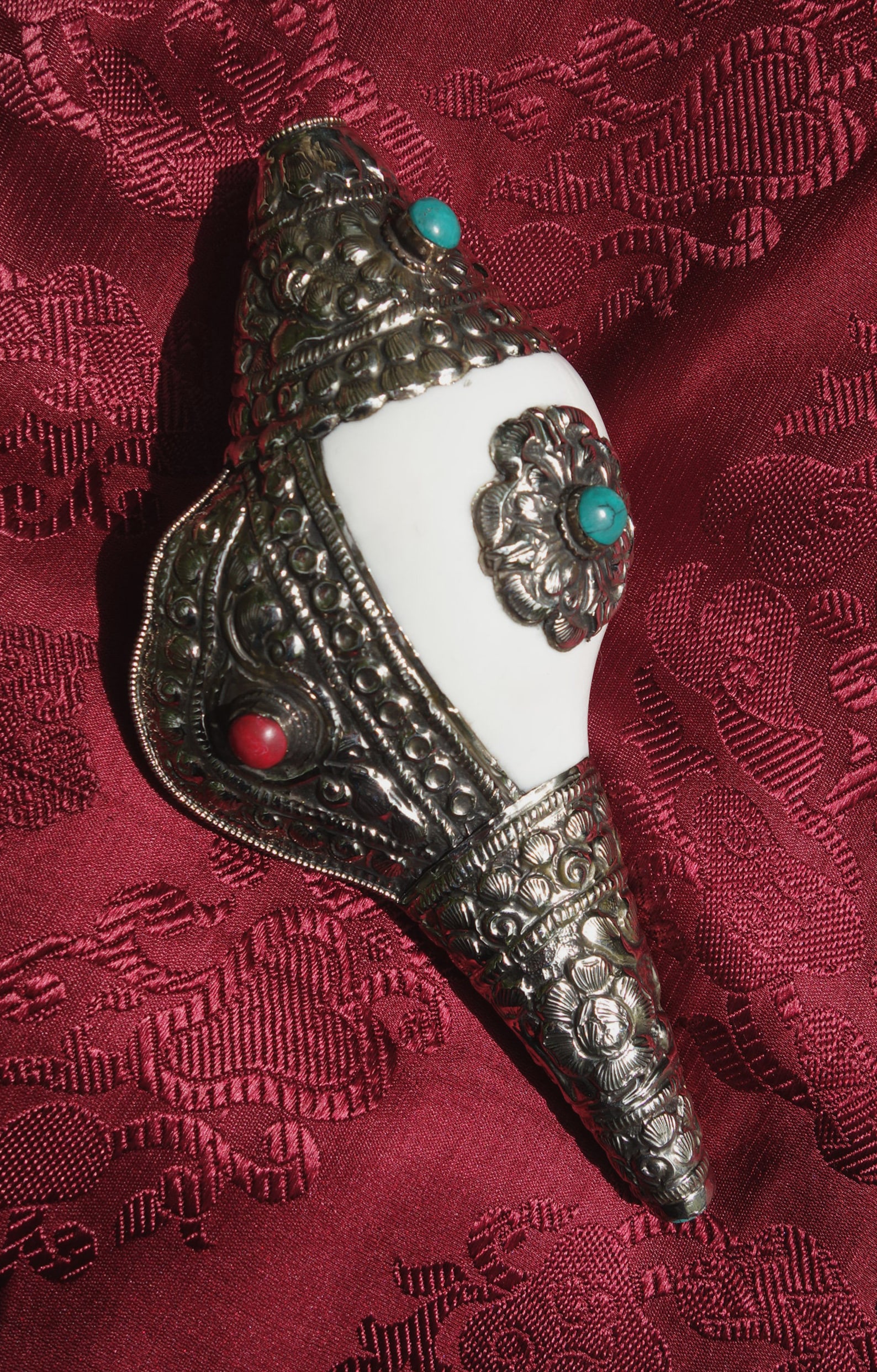 Tibetan Shell Trumpet With Silver Fittings, CORAL + TURQUOISE - Etsy