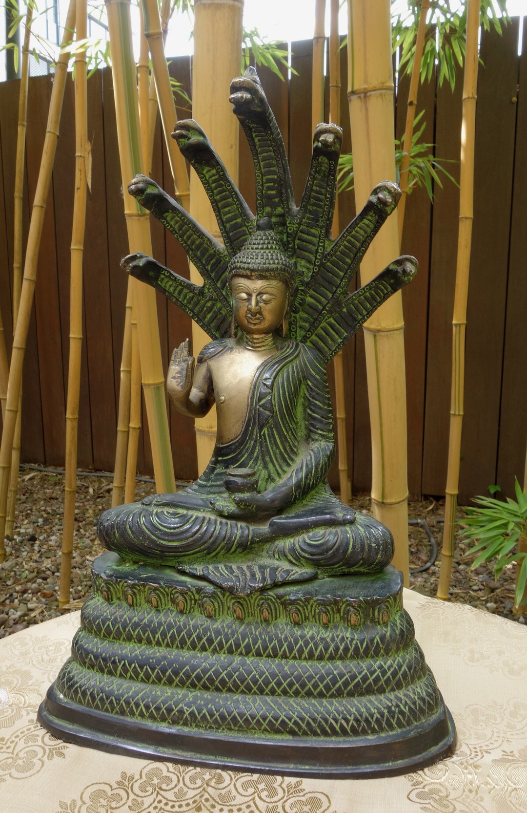 Old Big Beautiful Snake Naga Buddha Statue, Bronze From TIBET 6,3kg ...