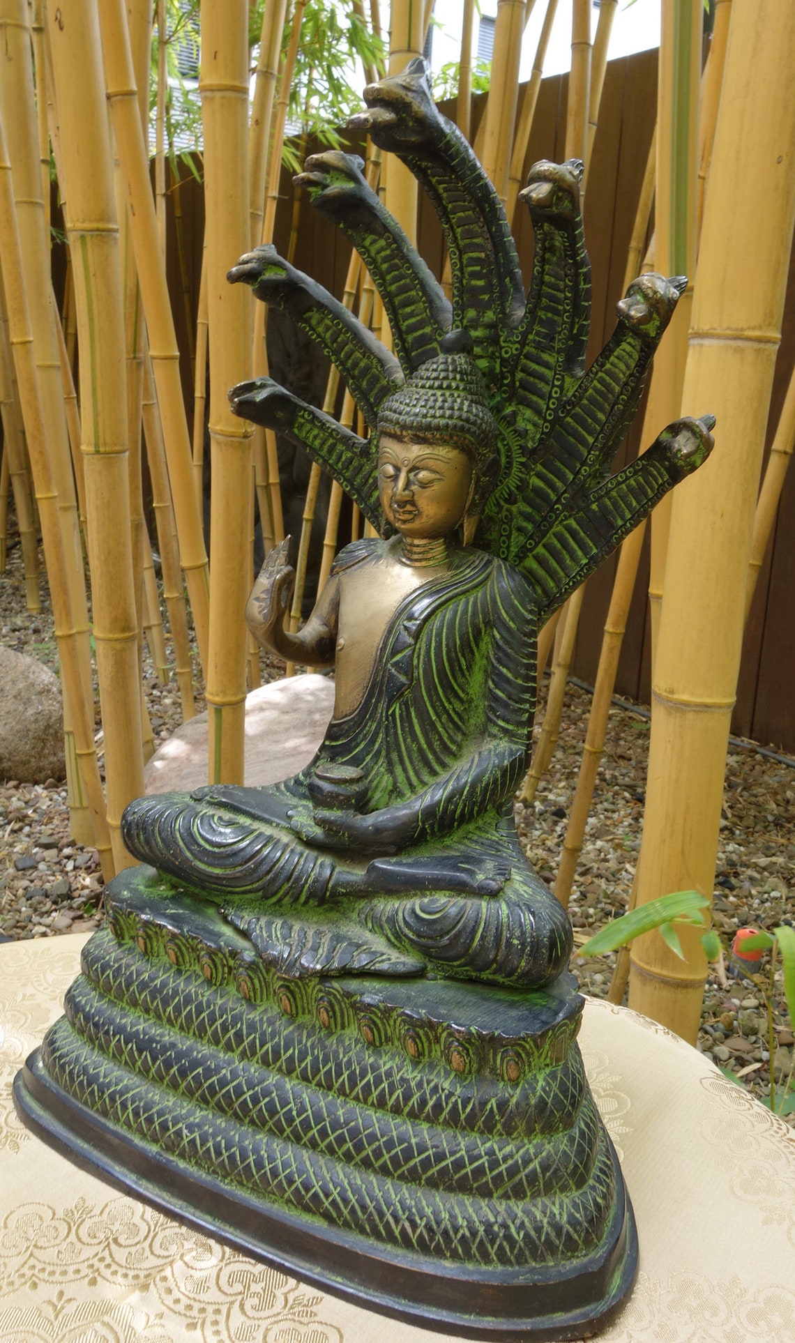 Old Big Beautiful Snake Naga Buddha Statue, Bronze From TIBET 6,3kg ...