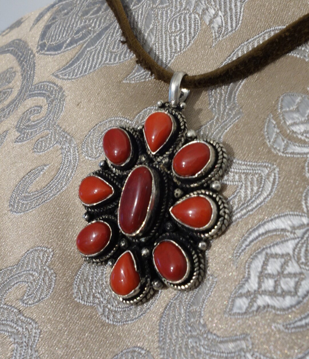 Dreamlike AMULET From Nepal LOTUS Flower With Coral - Etsy