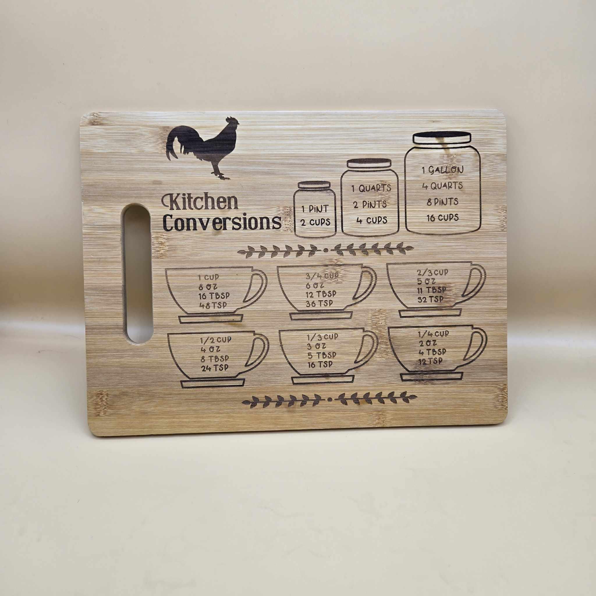 Kitchen Conversion Chart Cutting Board | Custom Engraved Wooden Cutting ...
