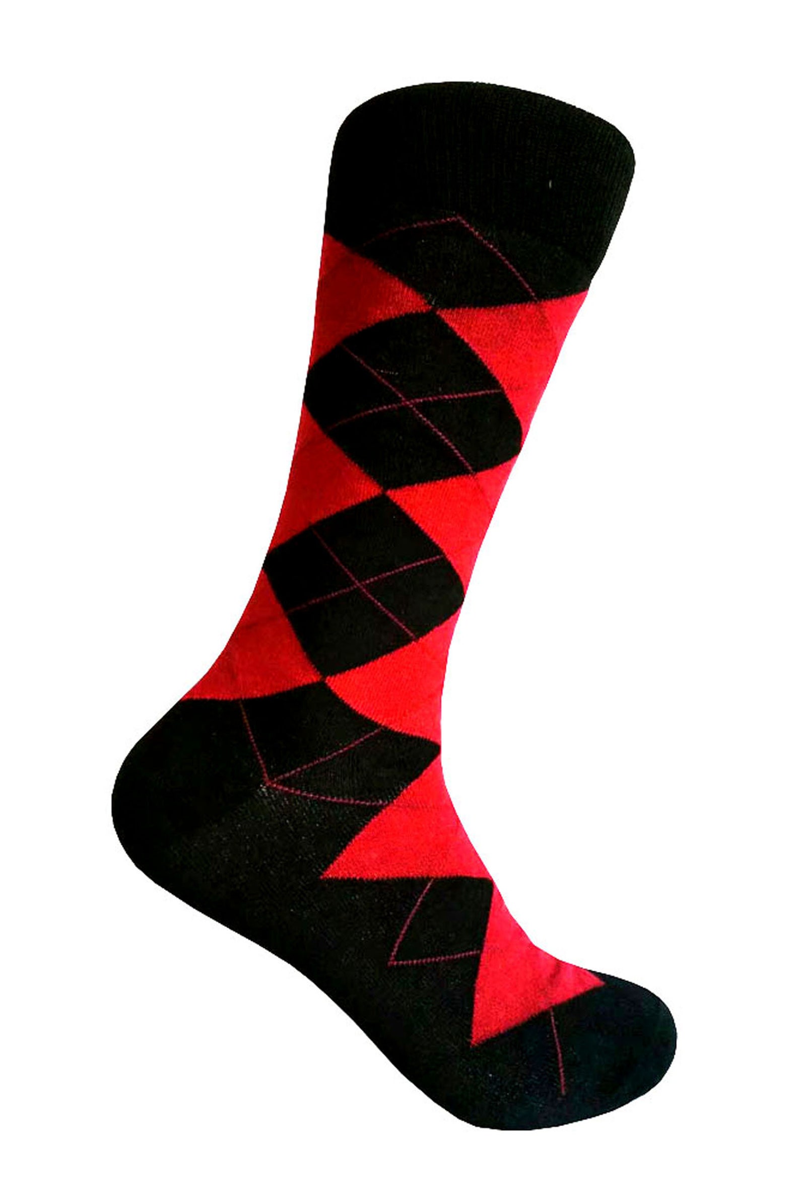 Men's Black/red Color Argyle Dress Socks - Etsy
