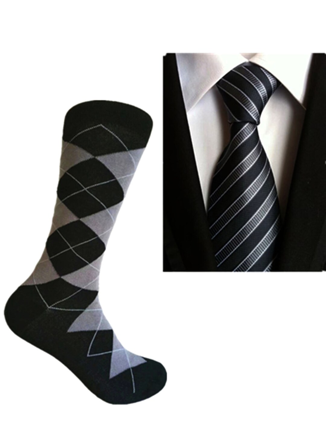 Black/gray Necktie and Socks Package - Etsy
