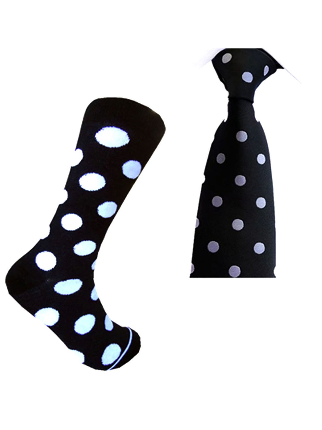 Black With White Polka Dots Necktie and Socks Package - Etsy
