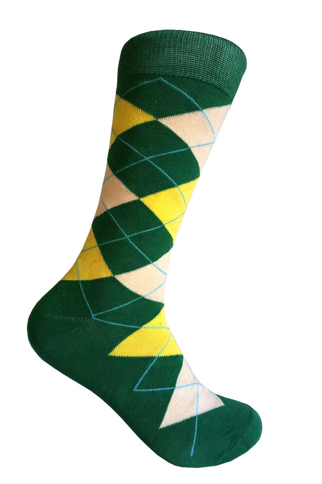 Men's Green/light Yellow/cream Color Argyle Dress Socks - Etsy