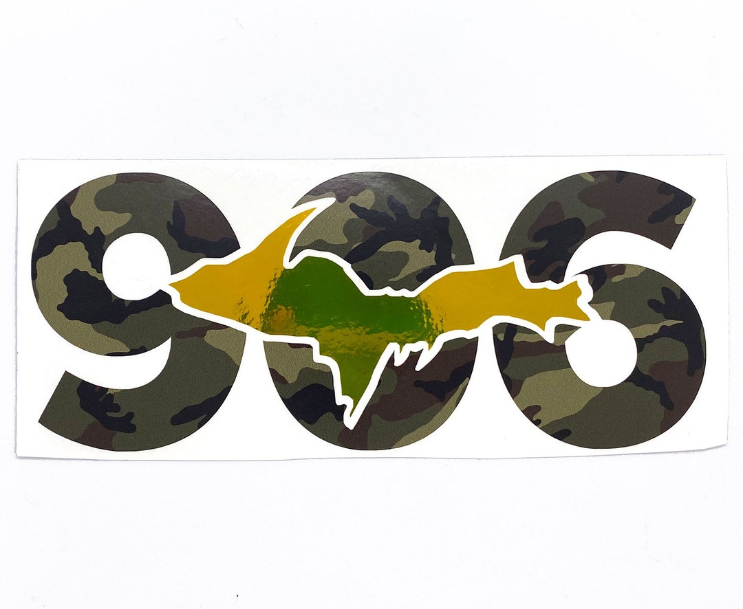 906 Car Decal, Upper Michigan Sticker, 906 Stickers, Camo and Metal ...