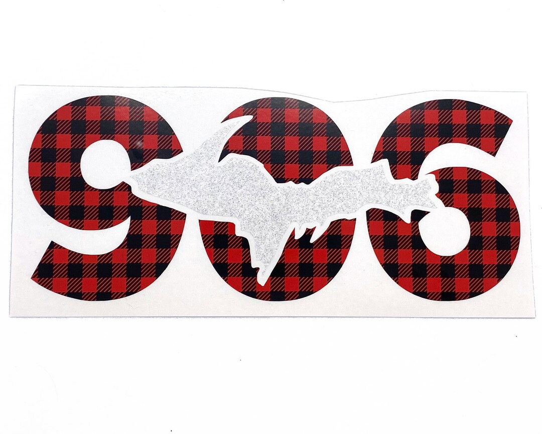 906 Car Decal, Upper Michigan Sticker, 906 Stickers Buffalo Plaid and ...