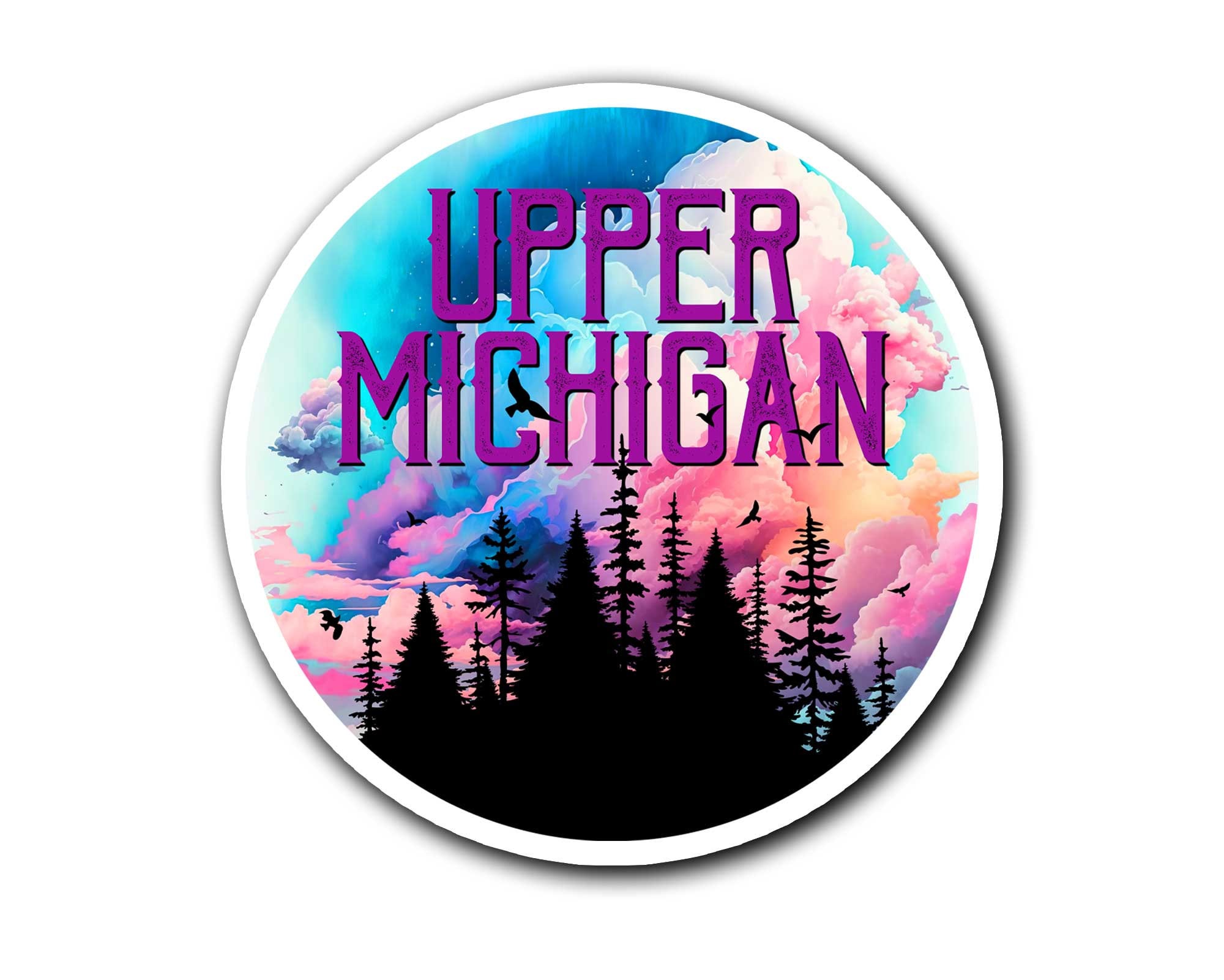Upper Michigan Trees and Clouds Sticker, Yooper Gift, U.P. Stickers - Etsy