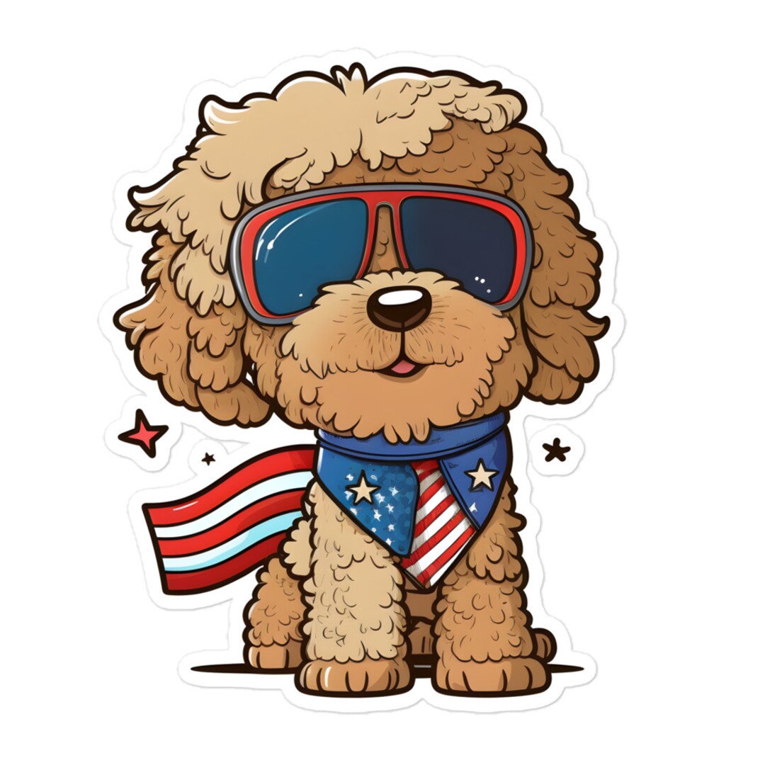 Goldendoodle Decal , 4th of July Goldendoodle , Patriotic Goldendoodle ...