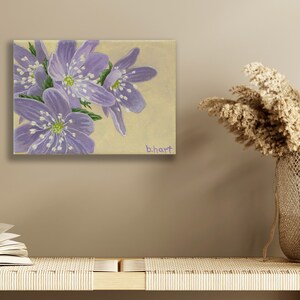 Purple Hepatica Flower Painting, Floral Wall Art, Original Artwork ...