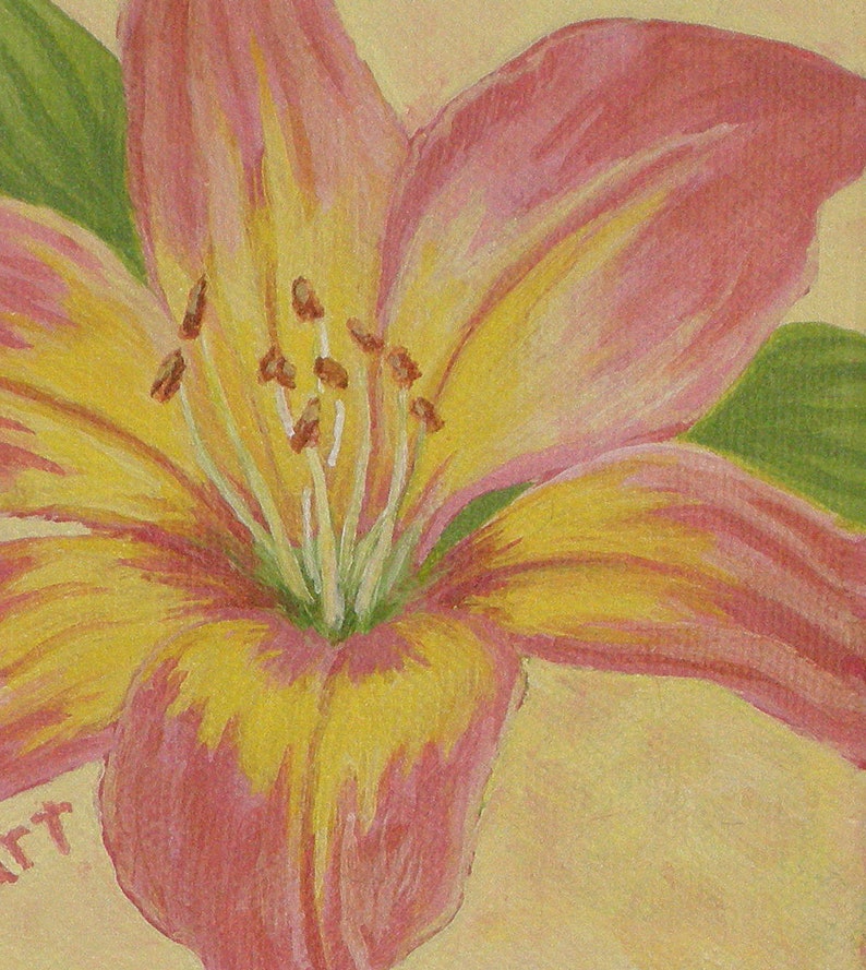Pink Daylily Flower Painting Floral Wall Art Day Lily Wall - Etsy