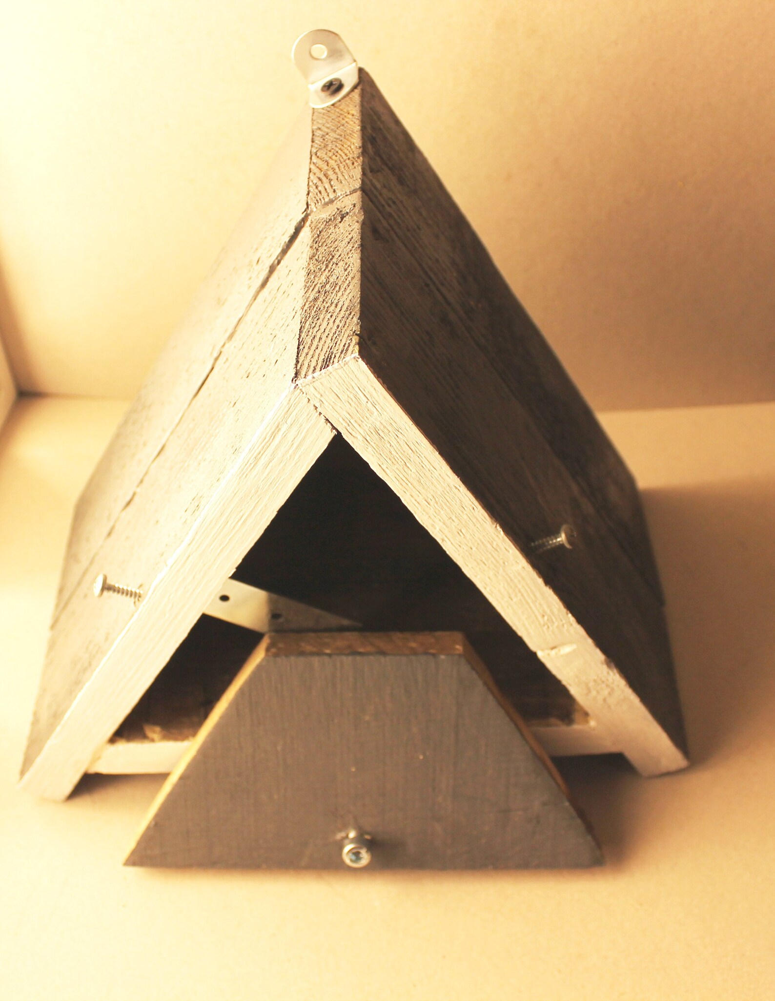 Triangular prism nesting box for birds from recycled wood | Etsy