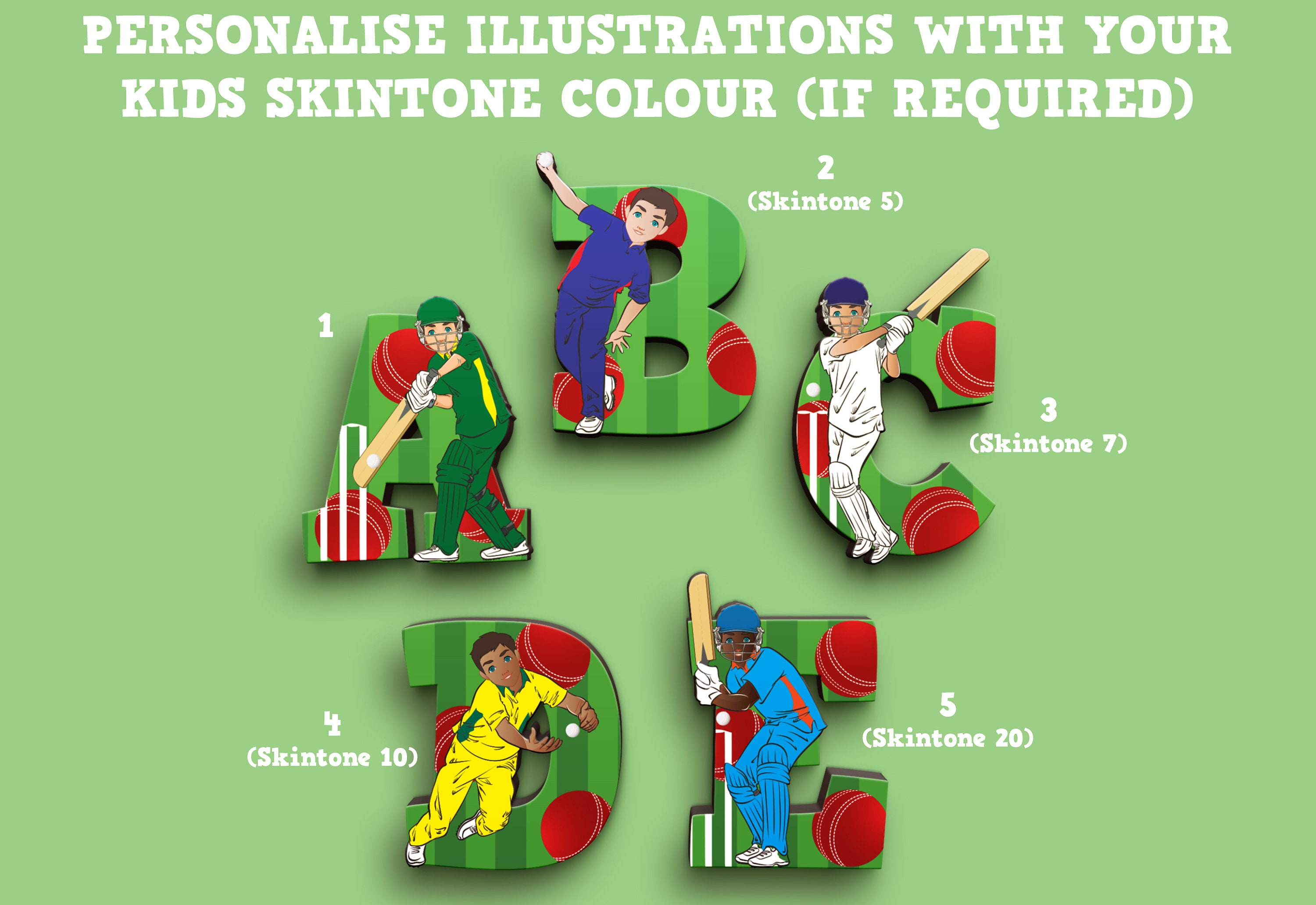 Girls Cricket Players Sports Wooden Letters with Illustrated | Etsy