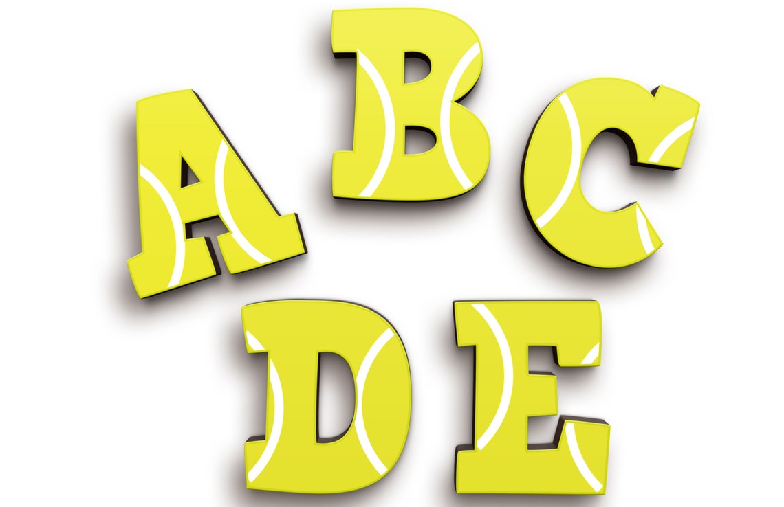 Tennis Font Sports Wooden Letters Yellow Tennis Ball - Etsy