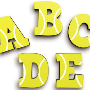 Tennis Font Sports Wooden Letters Yellow Tennis Ball Background Font ...