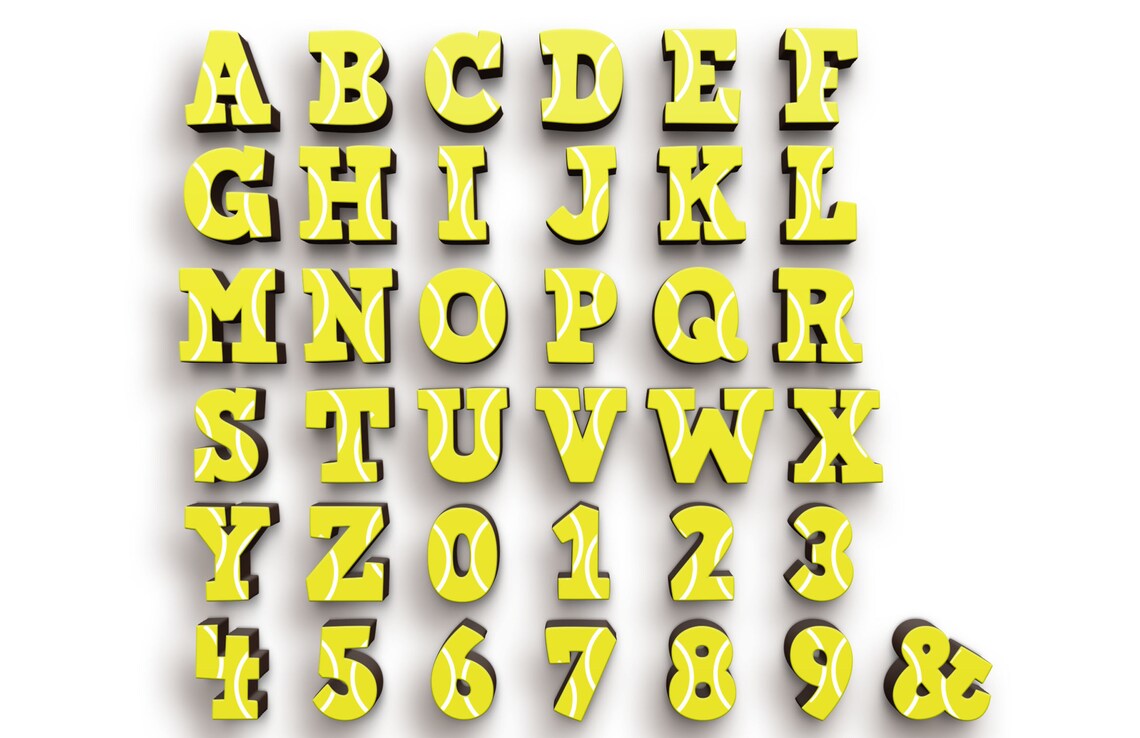 Tennis Font Sports Wooden Letters Yellow Tennis Ball - Etsy