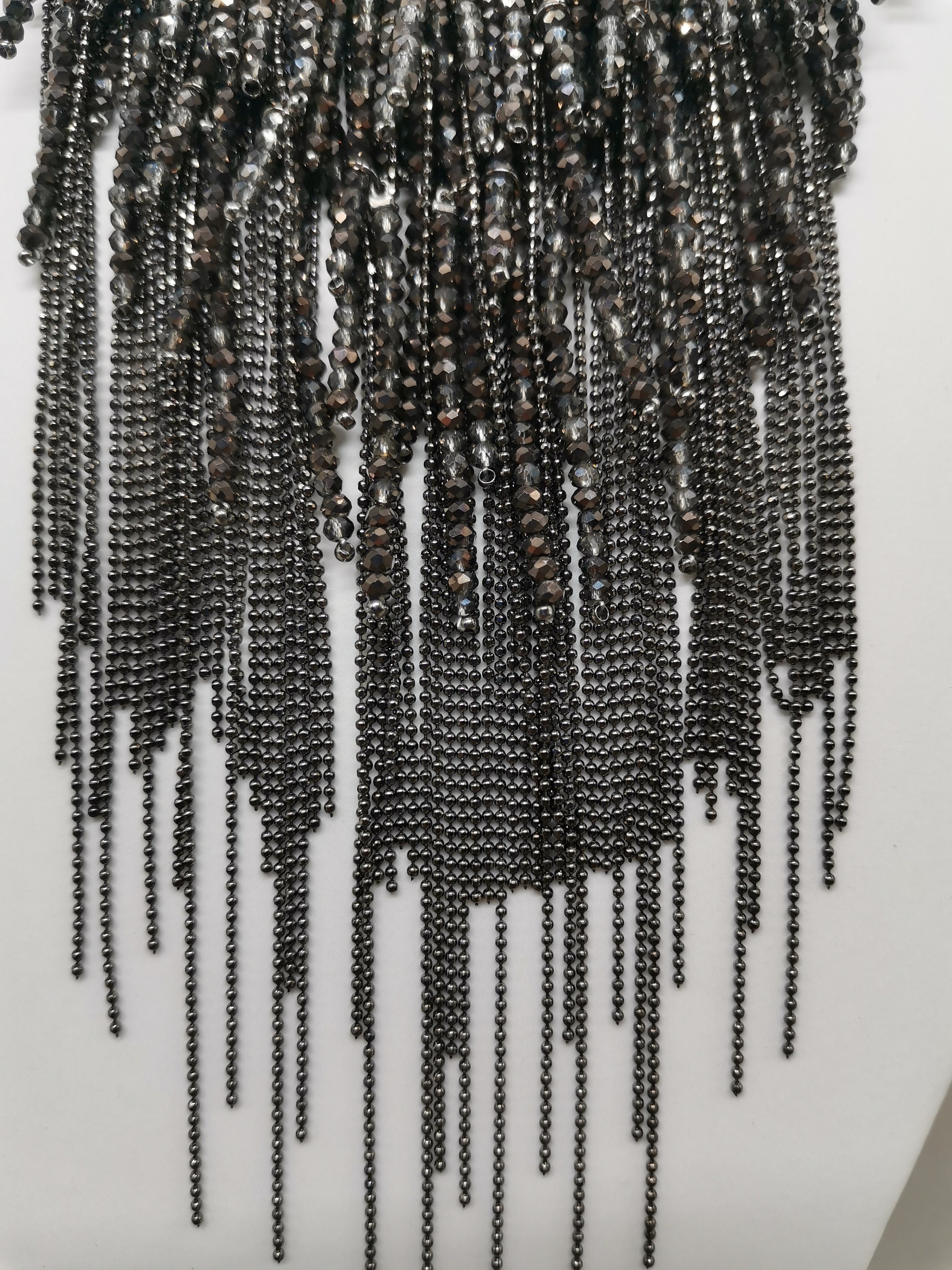 Graphite Color Necklace. Crystal Necklace. Beaded Necklace. Monili ...