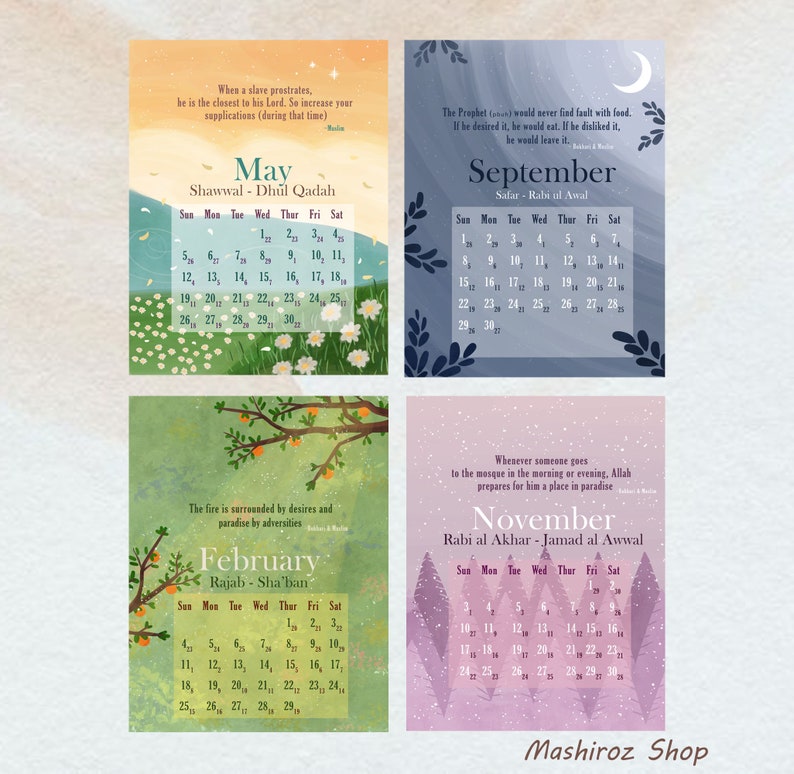 Calendario 2024, Calendario Islámico 2024, Meses del Islam, Calendario ...