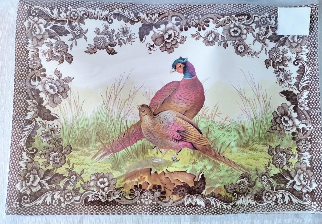 Spode Woodland Pheasant Bird Cloth Placemats Set of 4 Thanksgiving ...
