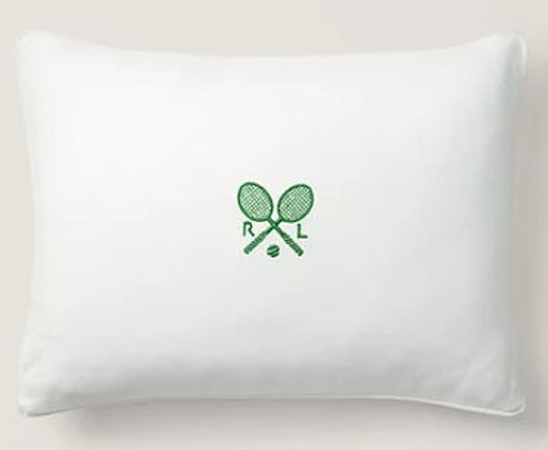 Ralph Lauren Ashby Tennis Racket Monogram Linen Throw Pillow Green ...
