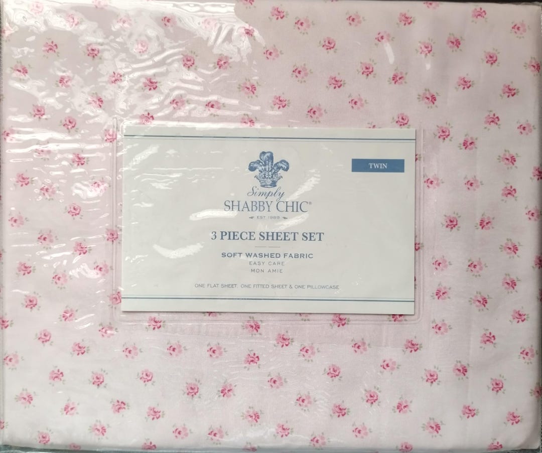 Simply Shabby Chic Mon Amie Pink Floral Polyester TWIN Sheet Set 3 ...