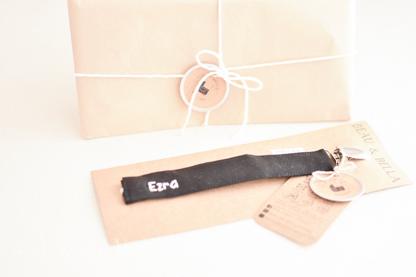 Black Hand Embroidered Pacifier Clip Holder Monochrome Solid Baby Child ...