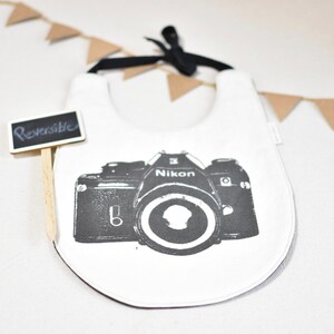 Reversible Hand Screenprinted Camera Bib Graphic Hand Embroidered ...