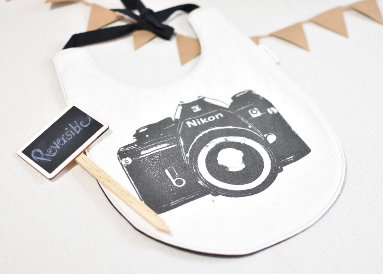 Reversible Hand Screenprinted Camera Bib Graphic Hand - Etsy