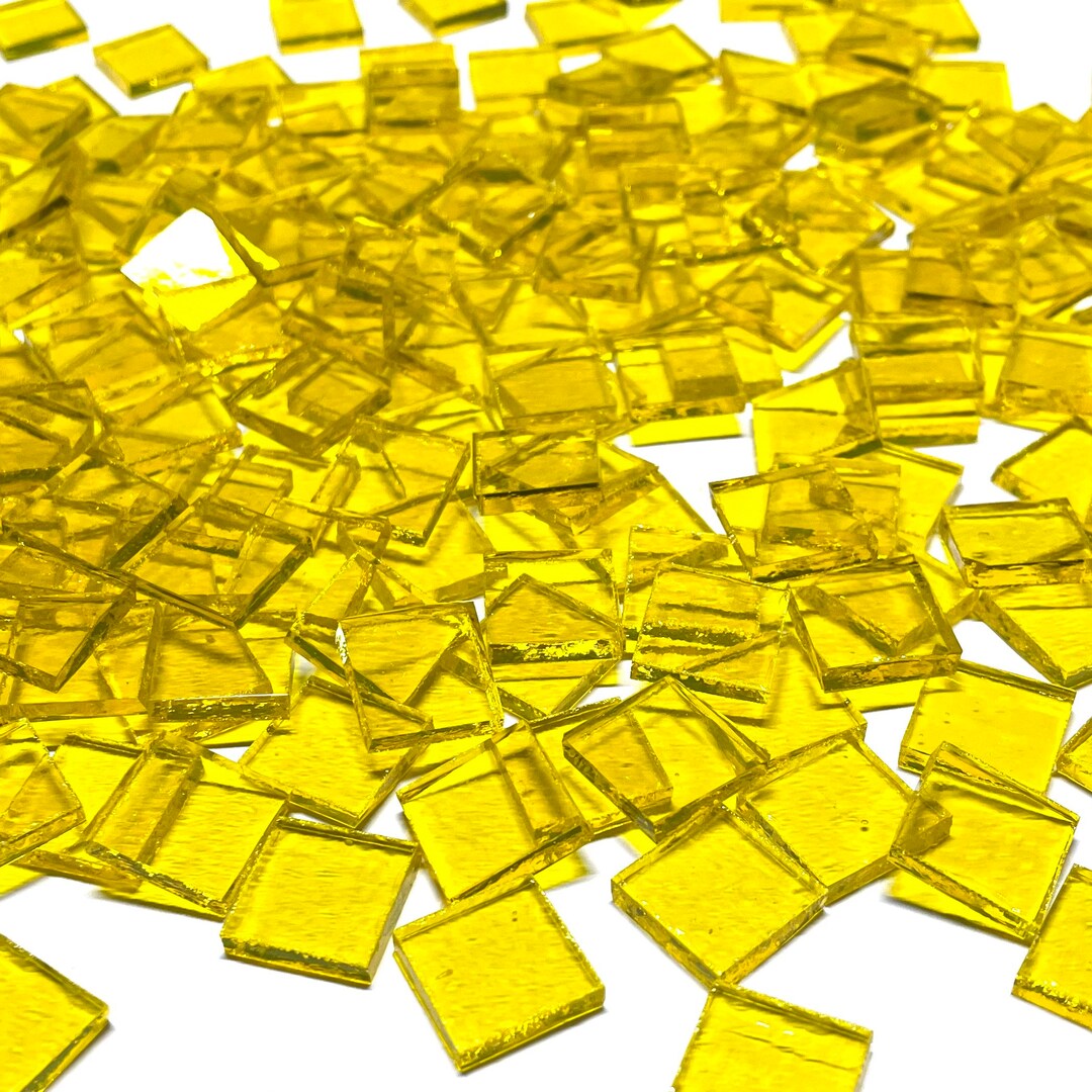 1/2 Transparent Yellow Stained Glass Mosaic Tiles - Etsy