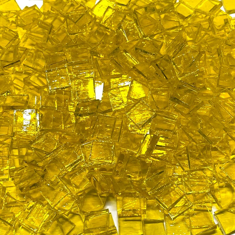 3/8 Transparent Yellow Stained Glass Mosaic Tiles - Etsy
