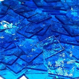 1" Transparent Blue Stained Glass Mosaic Tiles - Etsy