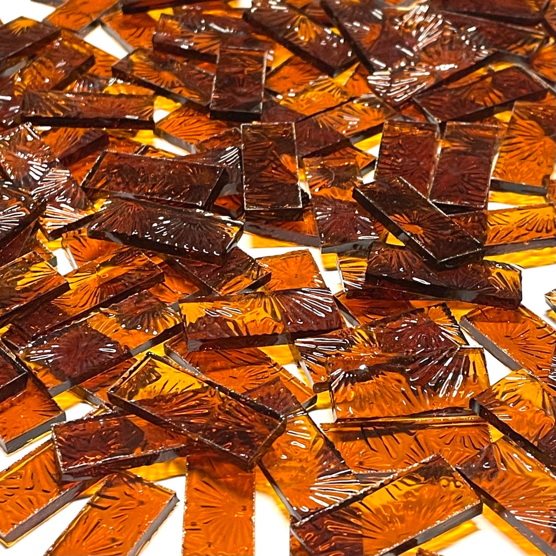 Transparent Amber Stained Glass Mosaic Tile Border Pieces - Etsy