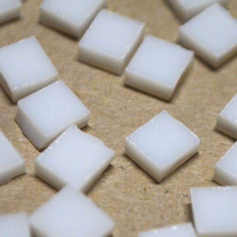 1/4 Opaque White Stained Glass Mosaic Tiles - Etsy