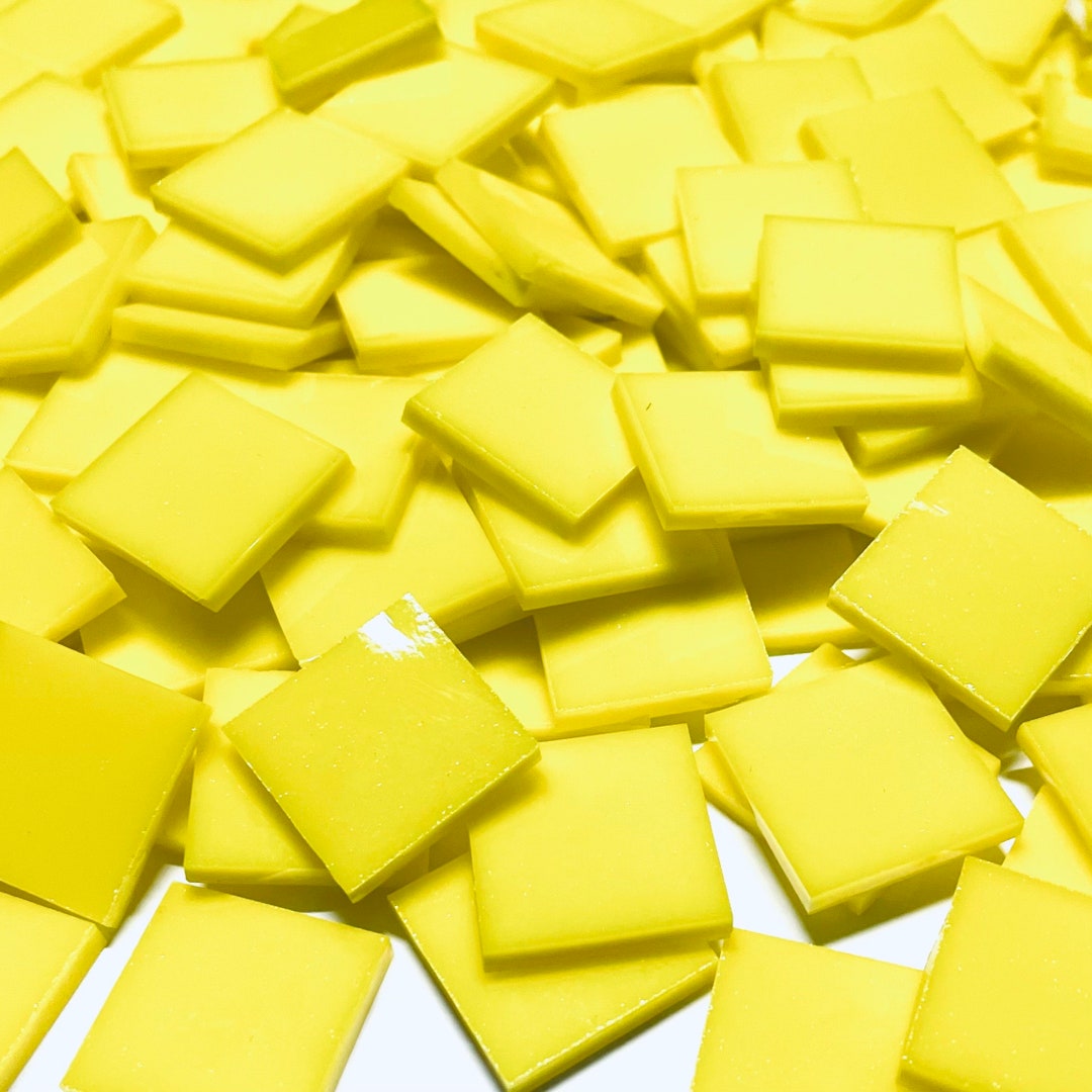 3/4" Opaque Yellow Stained Glass Mosaic Tiles - Etsy