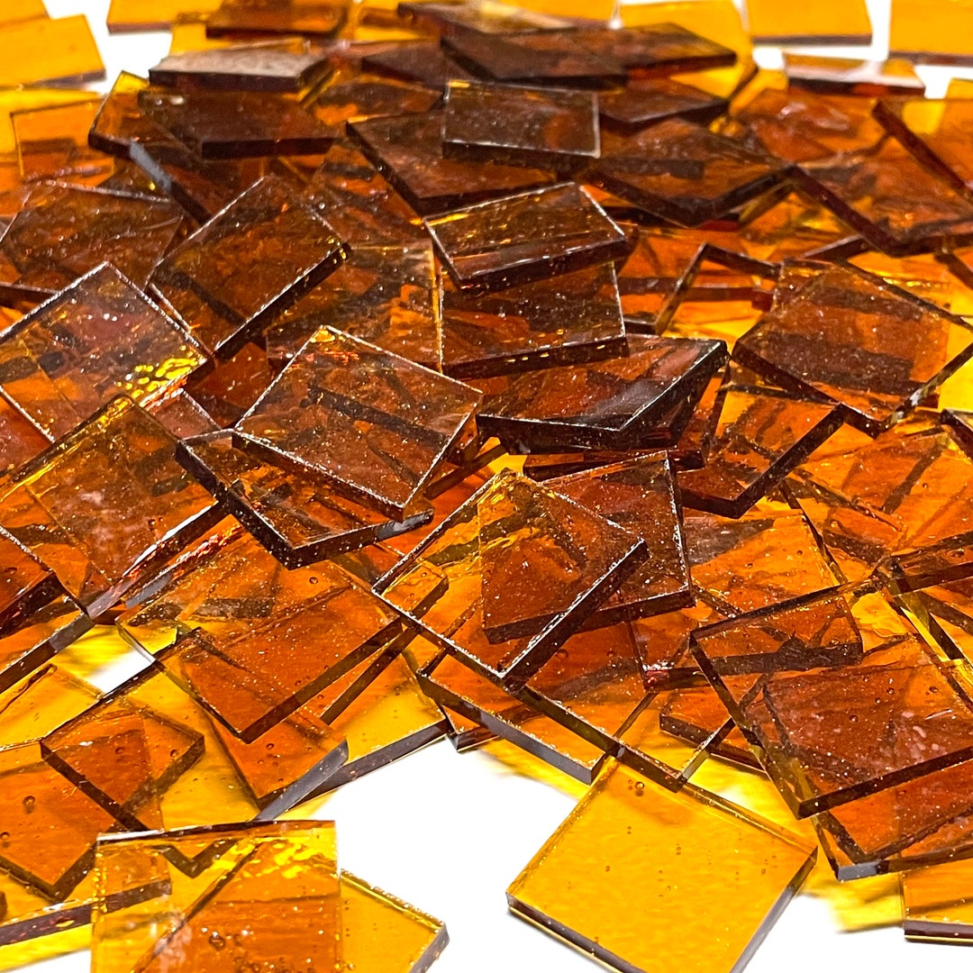 3/4" Transparent Amber Stained Glass Mosaic Tiles - Etsy