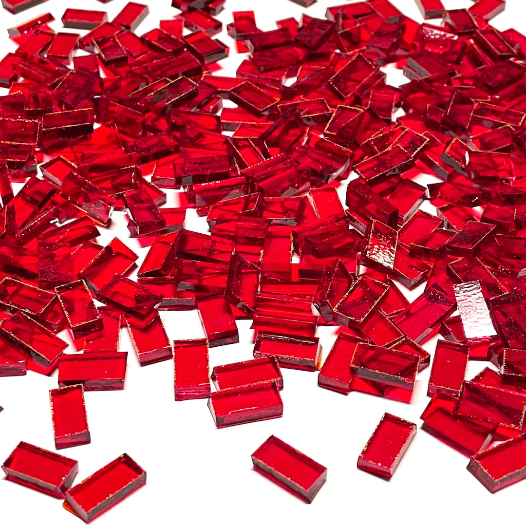 Small Transparent Red Stained Glass Mosaic Tile Border Pieces - Etsy