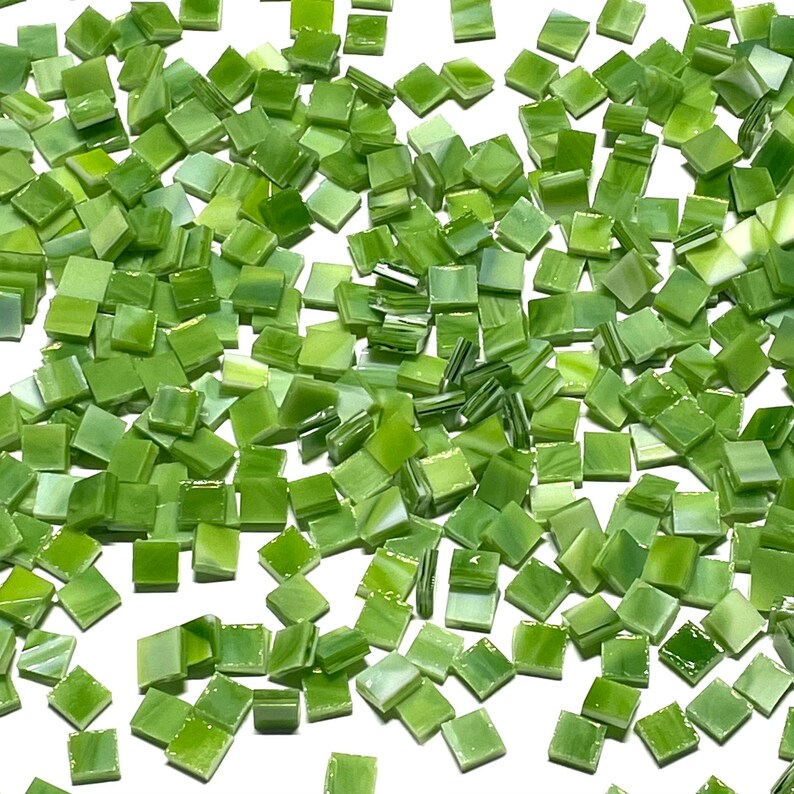 1/4" Opaque Green Stained Glass Mosaic Tiles - Etsy